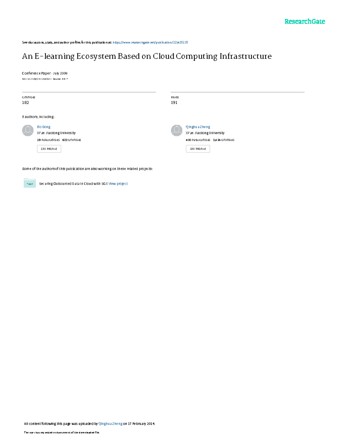 An E-learning Ecosystem Based on Cloud Computing I - See discussions, stats, and author profiles ...