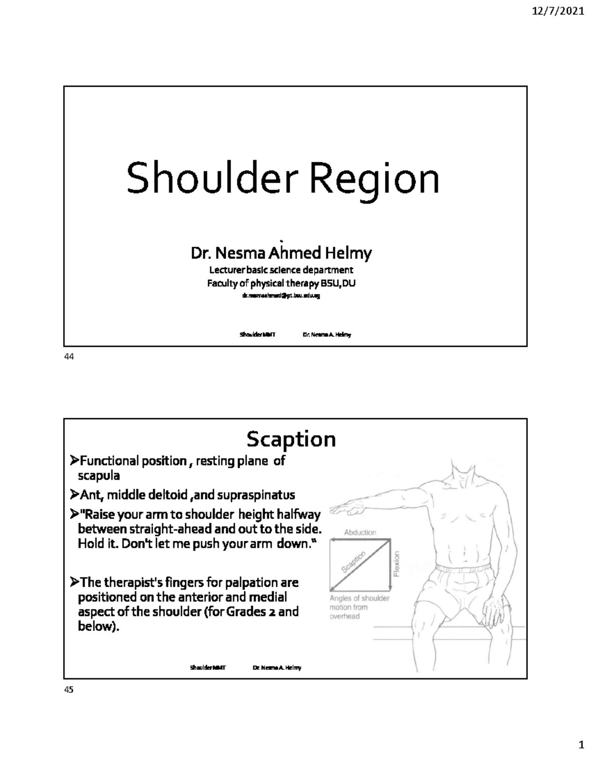 Shoulder MMT PART 2.pdf 2 - Shoulder Region Scaption 44 45 Shoulder ...
