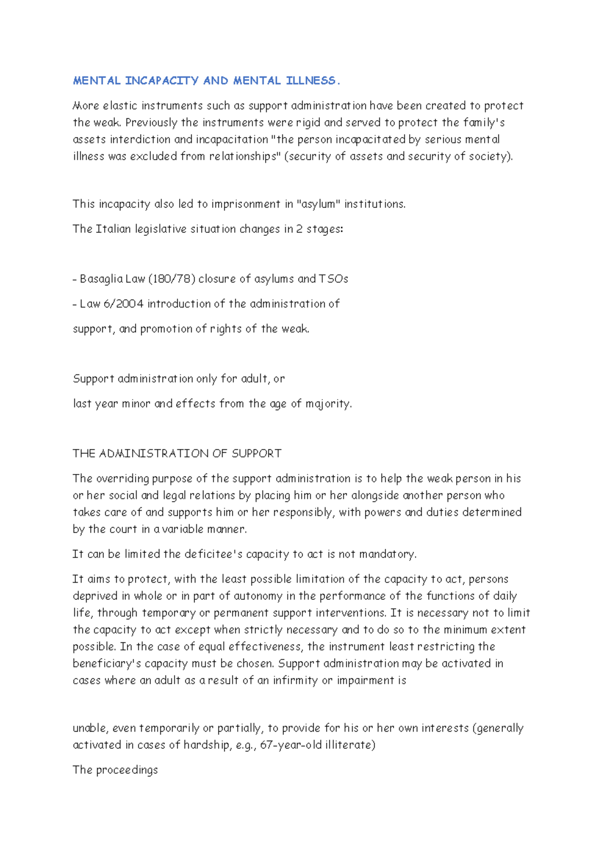 Mental Incapacity AND Mental Illness. 7 - MENTAL INCAPACITY AND MENTAL ...