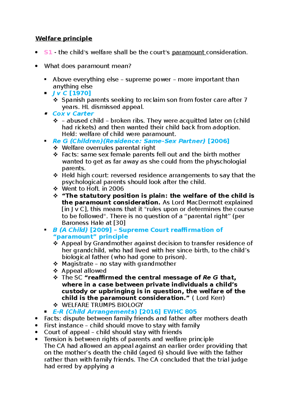 Lecture 17 - welfare principle - Welfare principle S1 - the child's ...