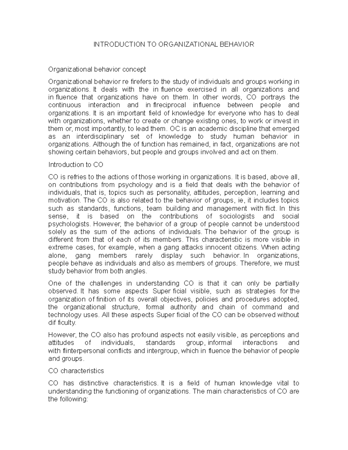 INTRODUCTION TO ORGANIZATIONAL BEHAVIOR - INTRODUCTION TO ...