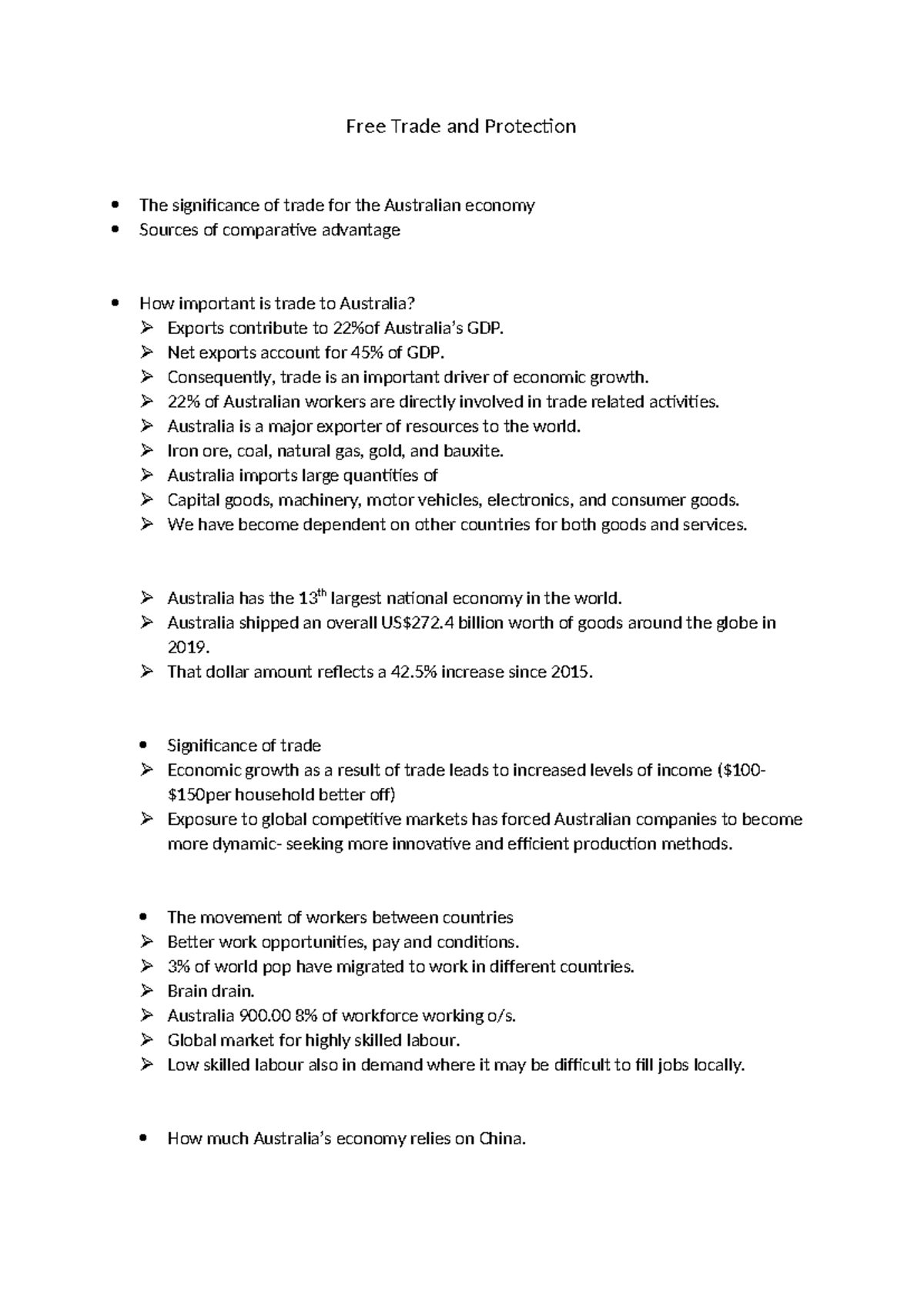 Free Trade and Protection^J lesson 6 notes - Free Trade and Protection ...