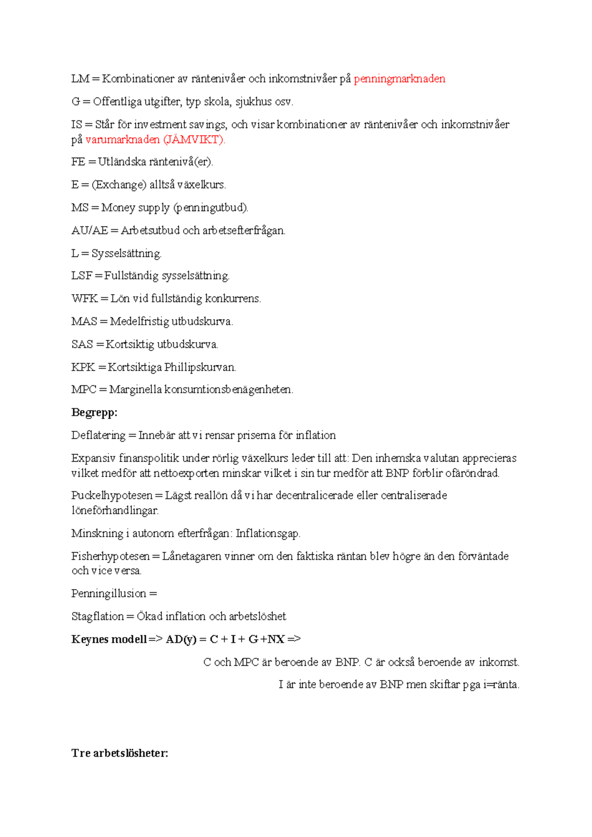 tentaplugg n0011n - LM = Kombinationer av räntenivåer och inkomstnivåer ...