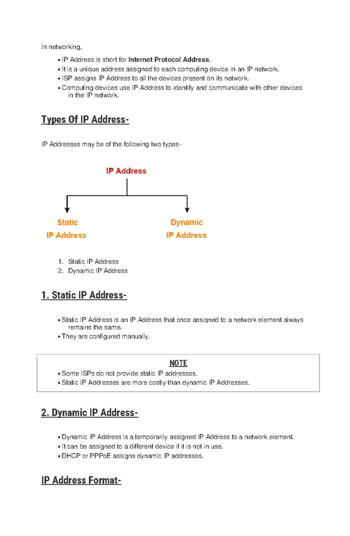 Tcpip Class No Need In Networking • Ip Address Is Short For Internet Protocol Address • It 7201