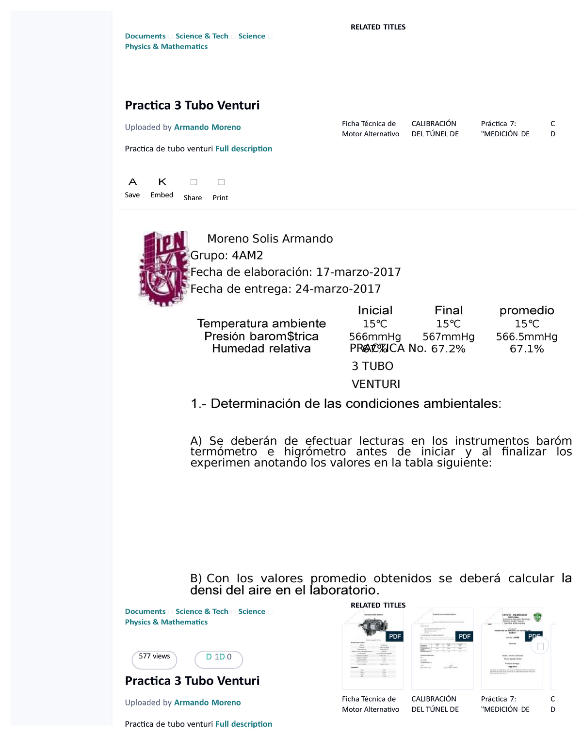 Pdf practica 3 tubo venturi - 577 views D 1 D 0 577 views D 1 D 0 Documents Science & Tech - Studocu