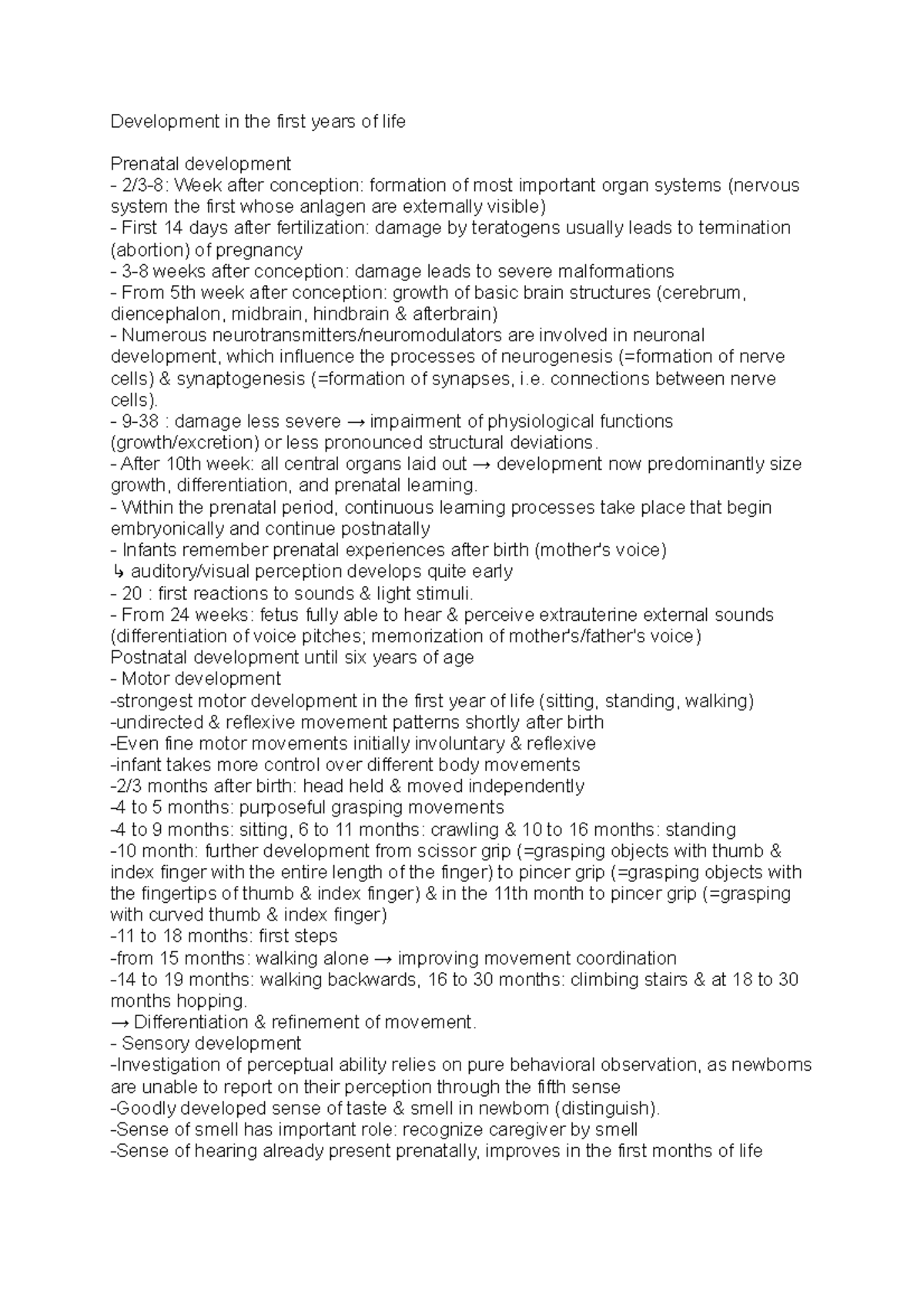 Development in the first years of life - Development in the first years ...