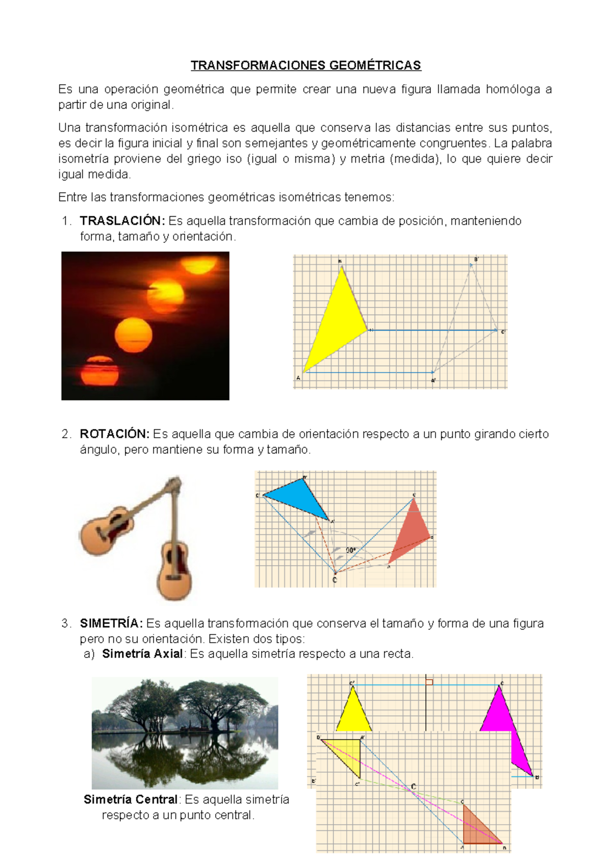 Transformaciones Geométricas - TRANSFORMACIONES GEOMÉTRICAS Es una ...