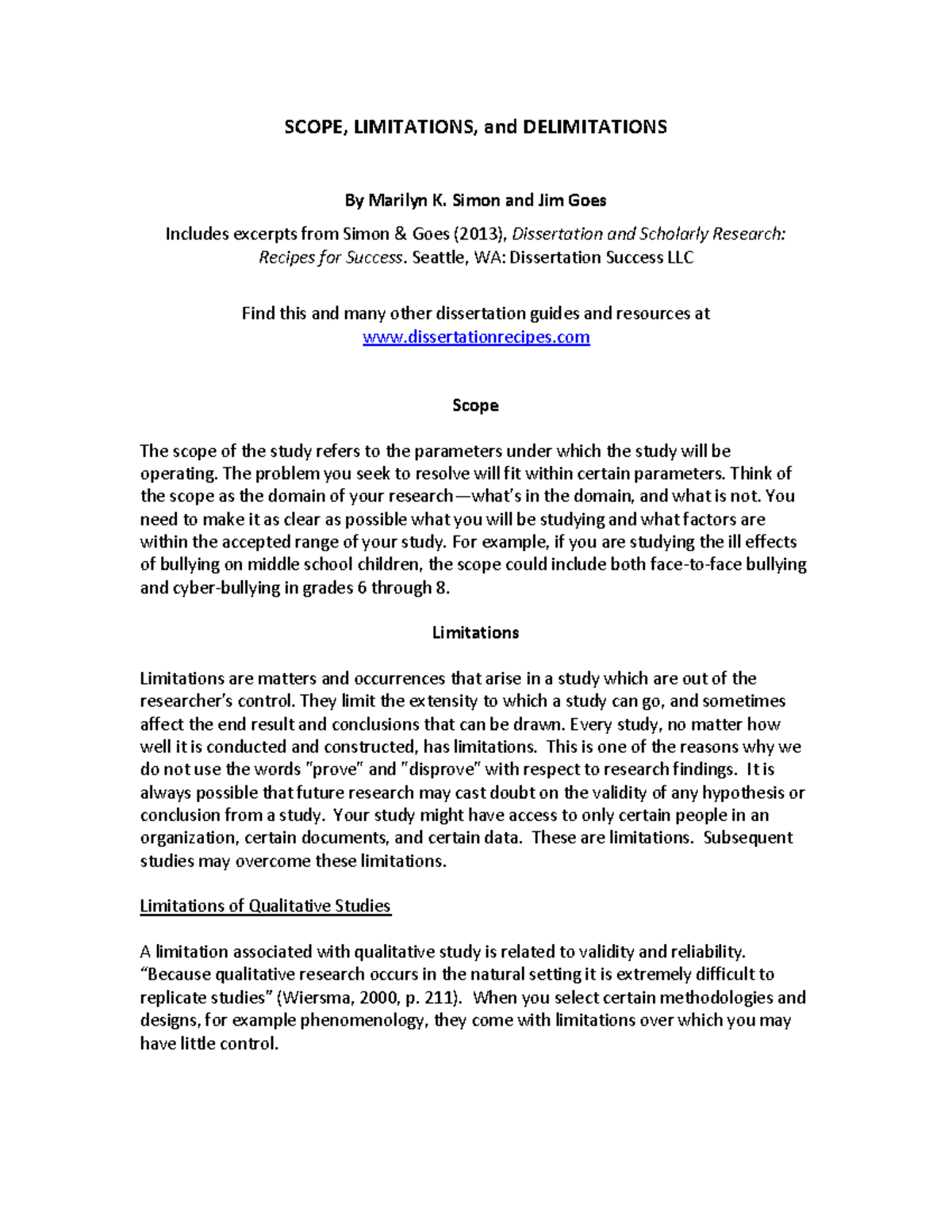 Limitationscopedelimitation 1 - SCOPE, LIMITATIONS, and DELIMITATIONS ...