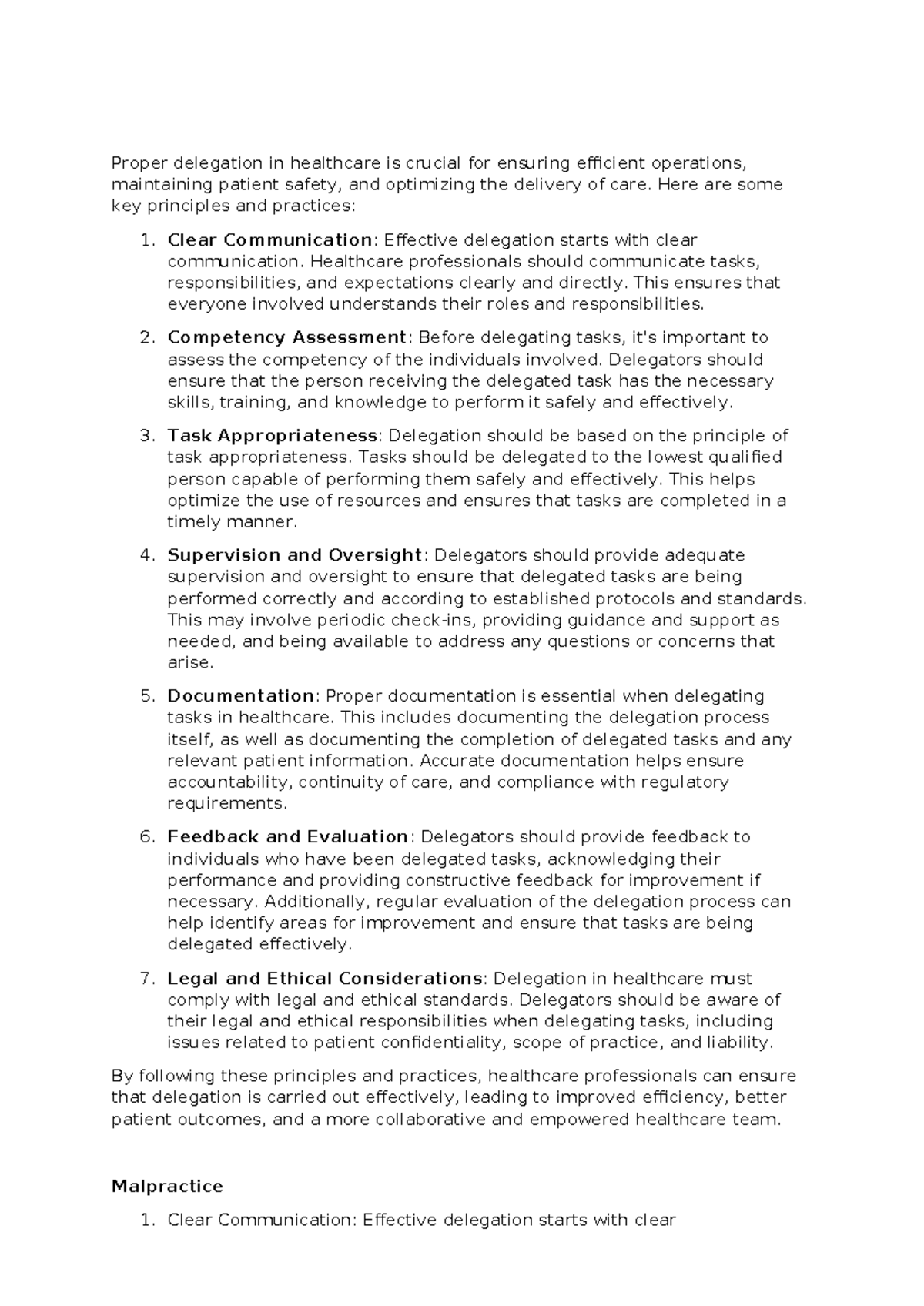 Proper delegation in healthcare - Here are some key principles and ...