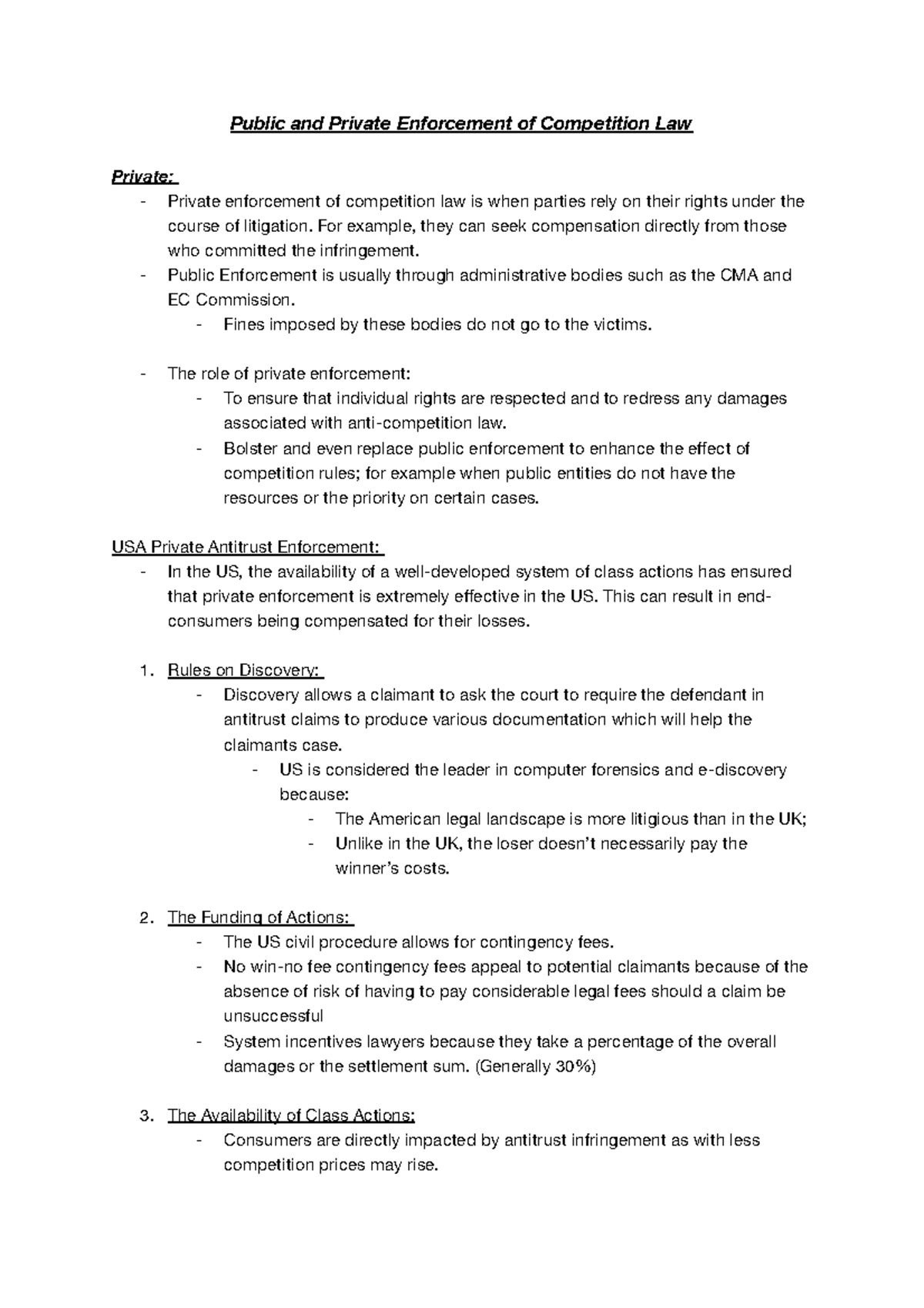 Lecture 8 - Private Enforcement of Competition Law - Public and Private Enforcement of ...