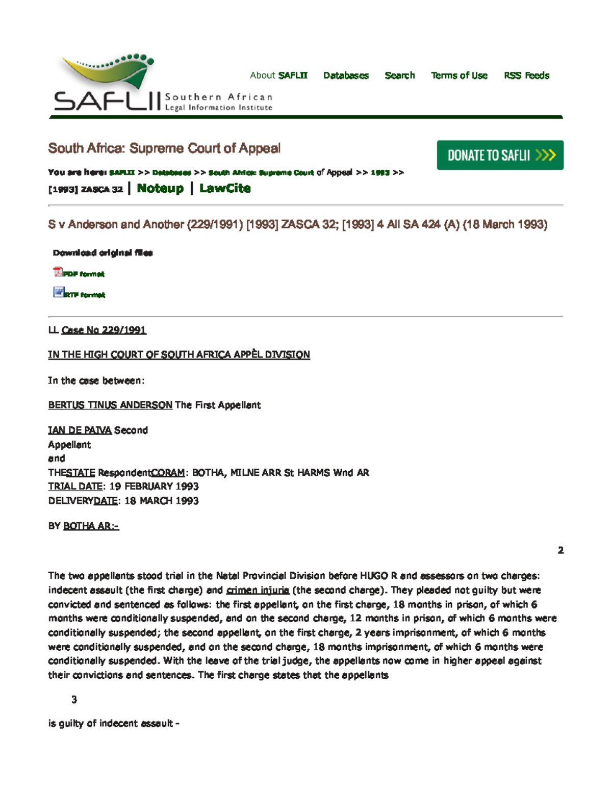 Assault S v A 1993 1 SACR 600 A - - Studocu