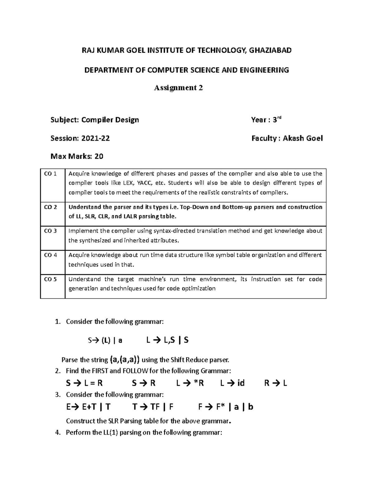 Assignment Unit 2 CD - RAJ KUMAR GOEL INSTITUTE OF TECHNOLOGY, GHAZIABAD DEPARTMENT OF COMPUTER ...