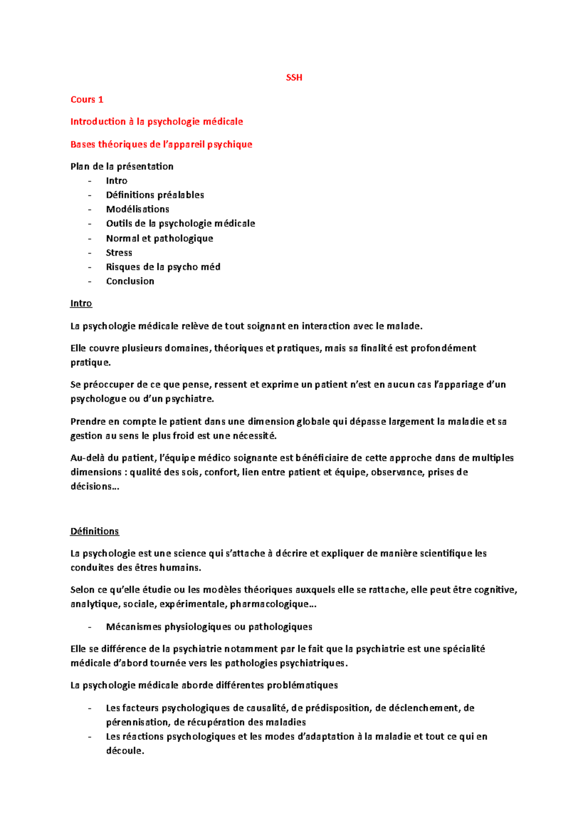 SSH - principes de base - SSH Cours 1 Introduction à la psychologie ...