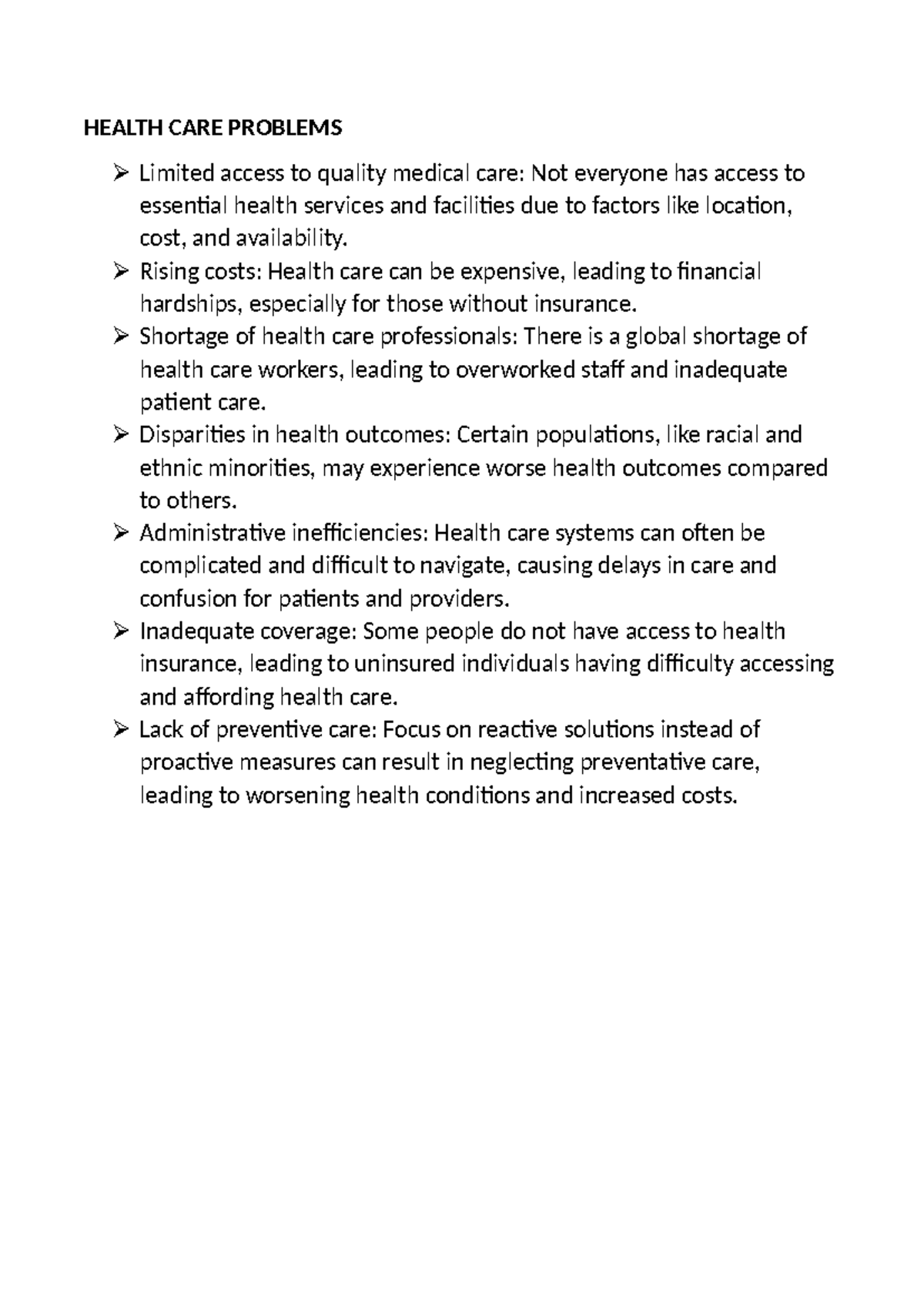 Health CARE Problems - PAPASA AKOOOOOOOOO - HEALTH CARE PROBLEMS ...