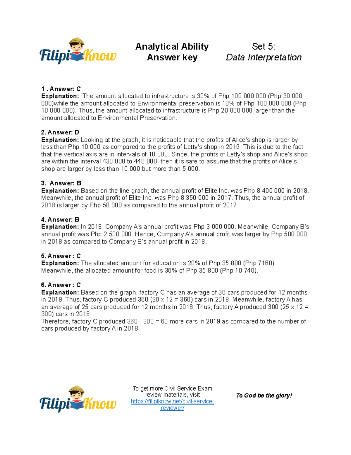 Analytical Ability Practice Test Set 5 Answers - Analytical Ability ...