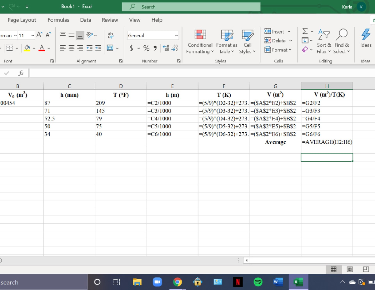 Formulas screenshot for lab - CHEM 1300 - Studocu