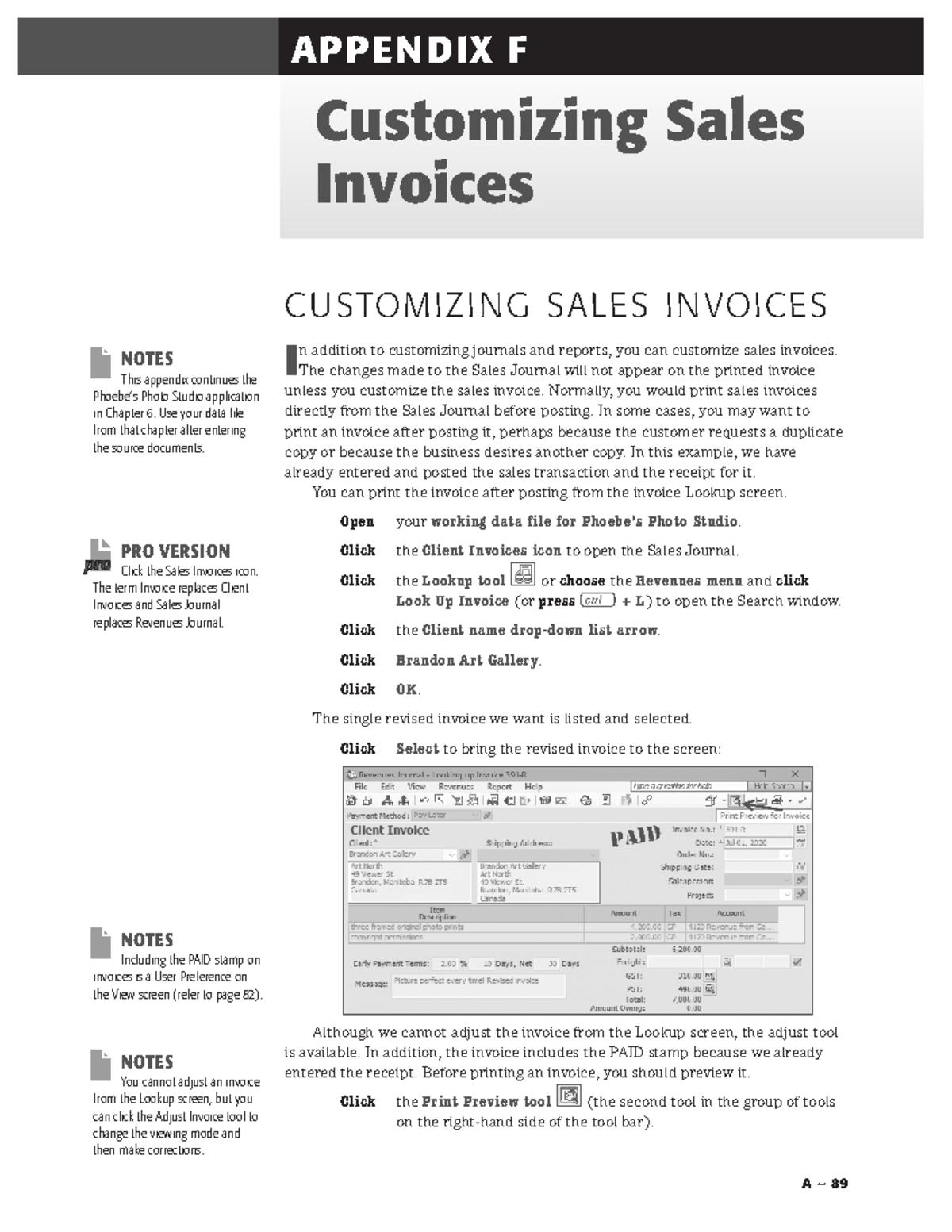 Appendix F - Accounting software - C U STO M I Z I N G S A L E S I N VO ...