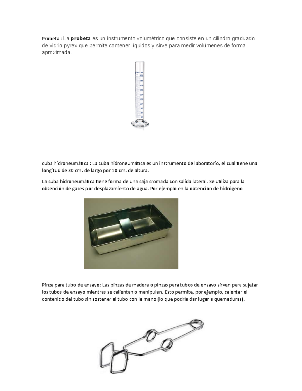 Quimica - Probeta : La probeta es un instrumento que consiste en un ...