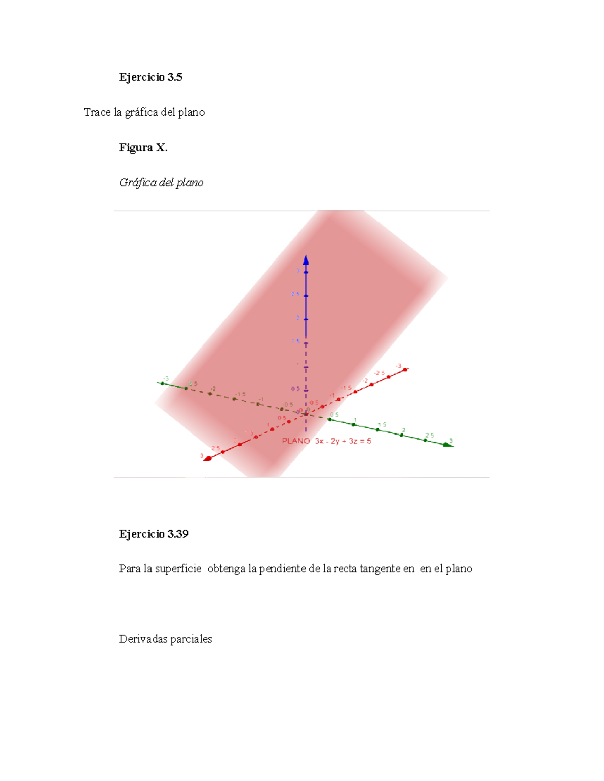 Daysi - aporte del ejercicio e y d - Ejercicio 3. Trace la gráfica del plano Figura X. Gráfica ...