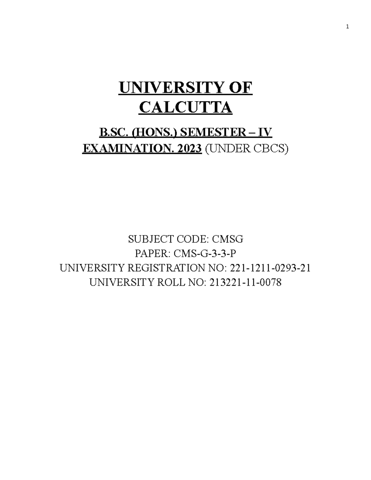 Computer Science Assignment - UNIVERSITY OF CALCUTTA B. (HONS ...