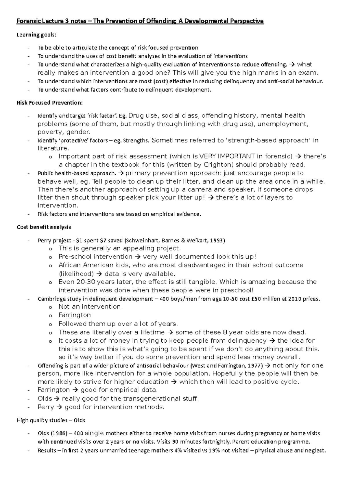 Forensic Lecture 3 notes - Forensic Lecture 3 notes – The Prevention of ...