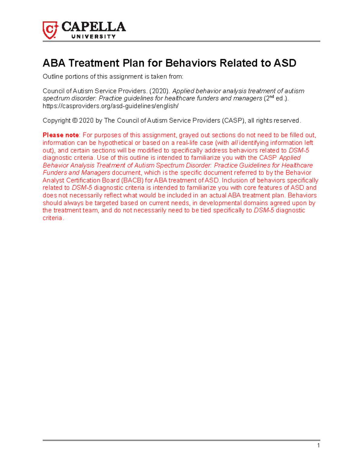 Psy 6311 Uo7A1 - homework - ABA Treatment Plan for Behaviors Related to ...