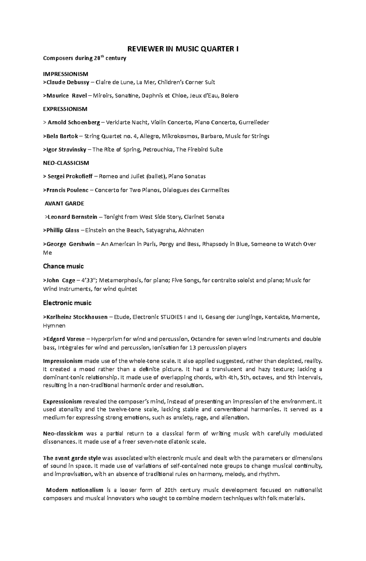 Reviewer IN Music Quarter I Copy - REVIEWER IN MUSIC QUARTER I ...