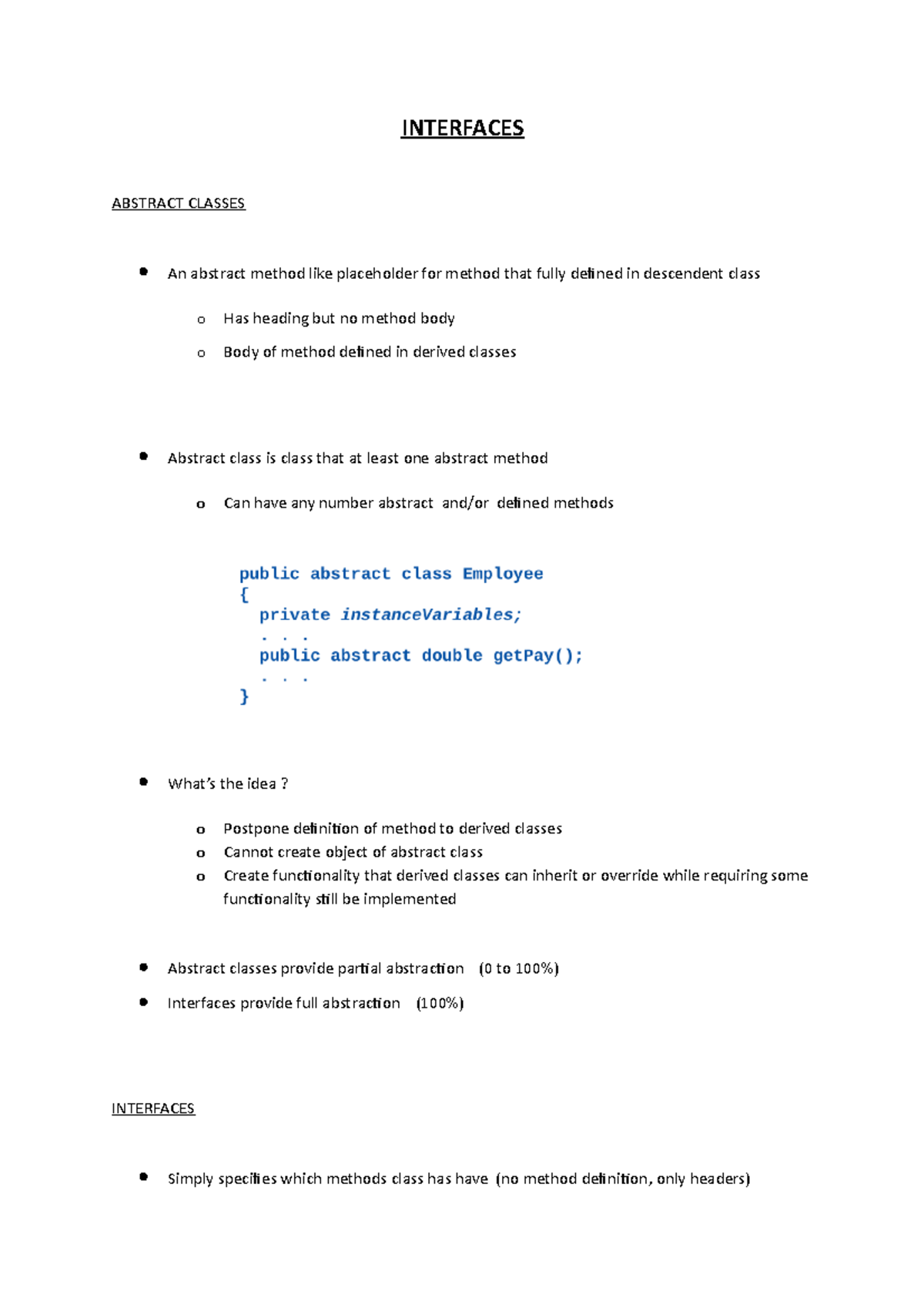 13. Interfaces - CSC1015F UCT - INTERFACES ABSTRACT CLASSES An abstract ...