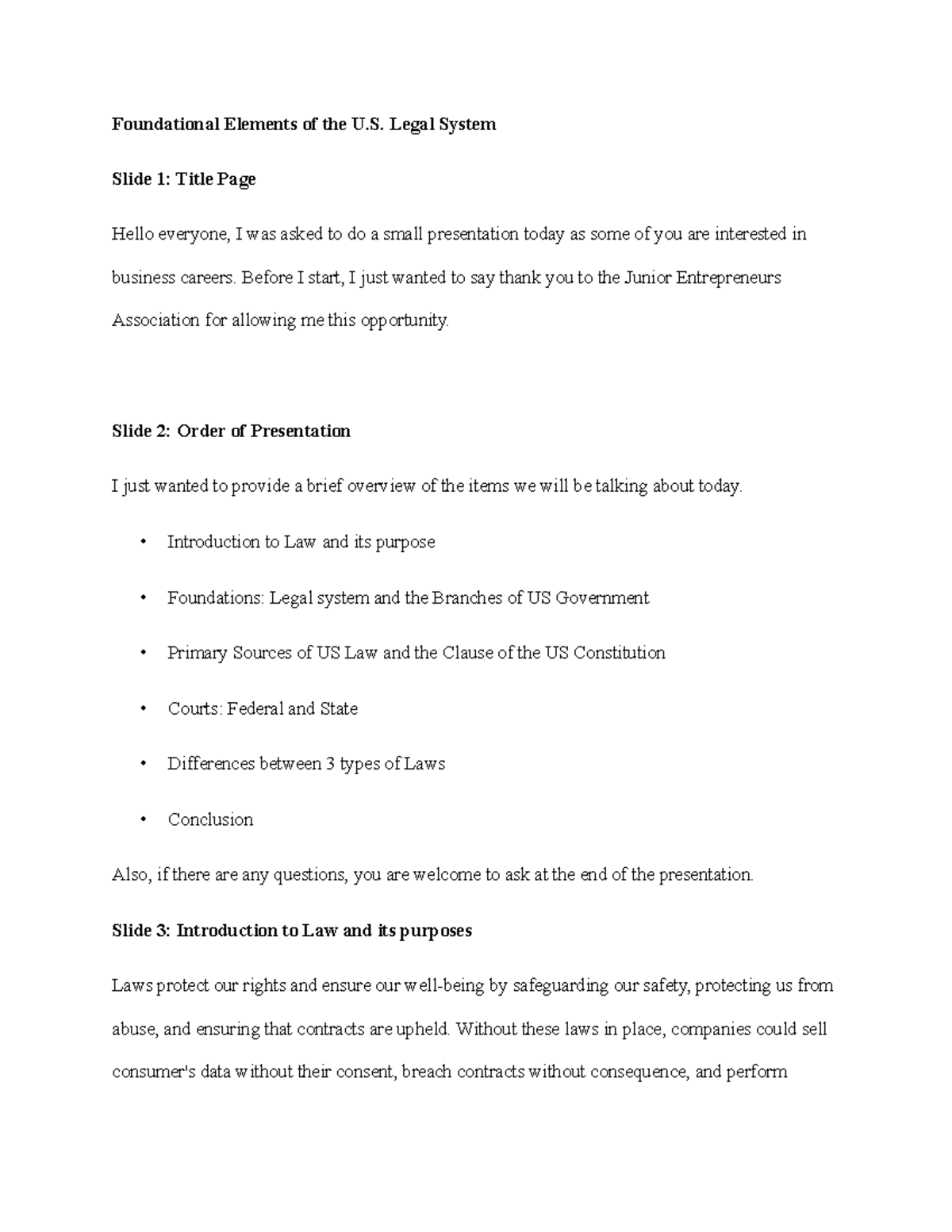 Foundational Elements Talking Notes - Foundational Elements of the U ...