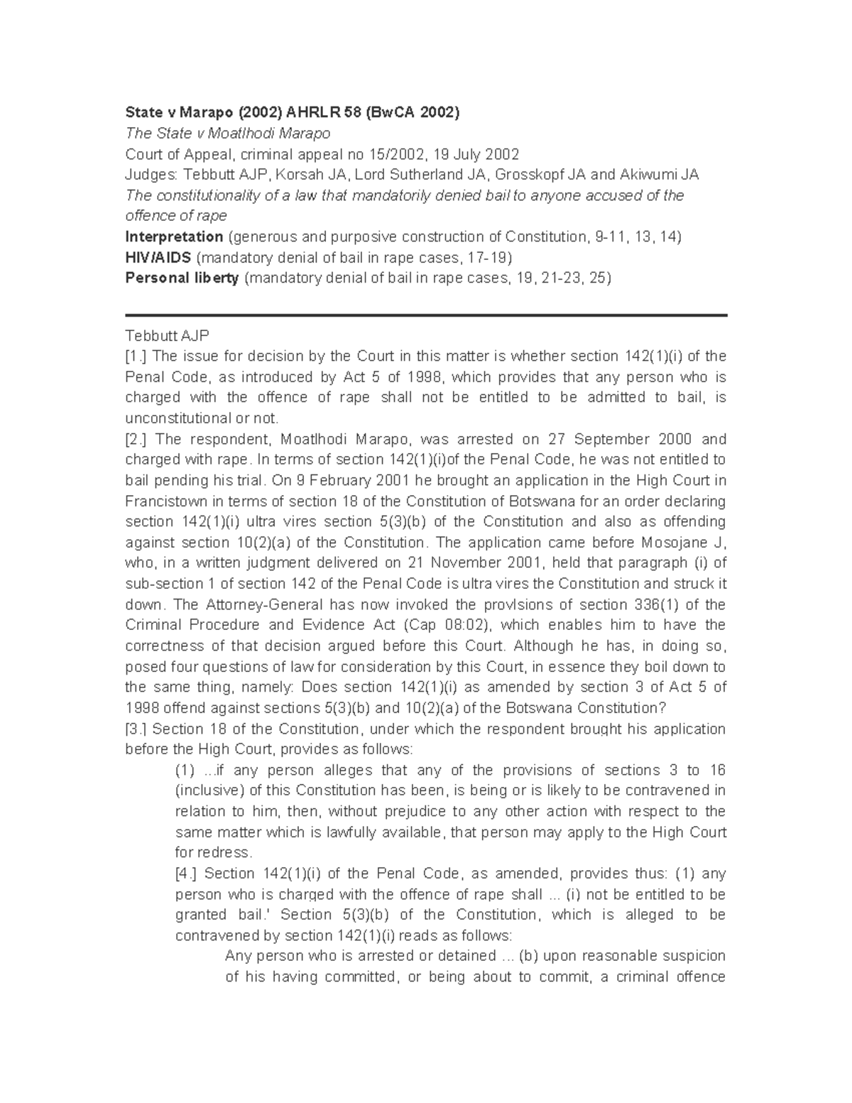 State-v-Marapo - It is a legal case. - State v Marapo (2002) AHRLR 58 ...