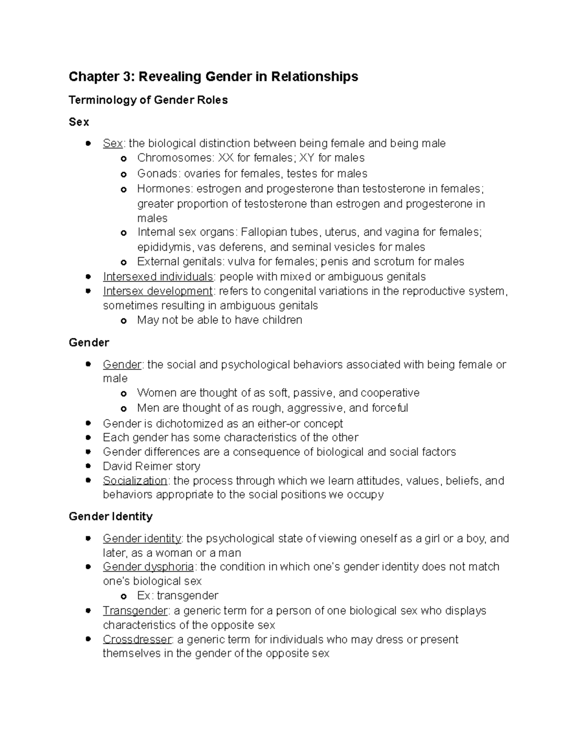 Chapter 3 Reading Notes - Chapter 3: Revealing Gender in Relationships ...