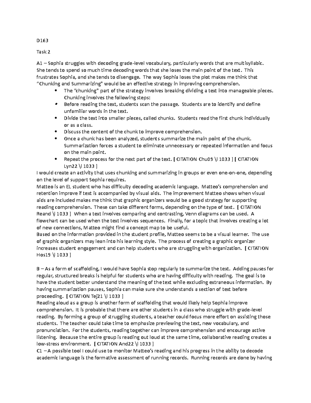 Task 2 Studocu - Completed and passed submission for D163 task 2 - D ...