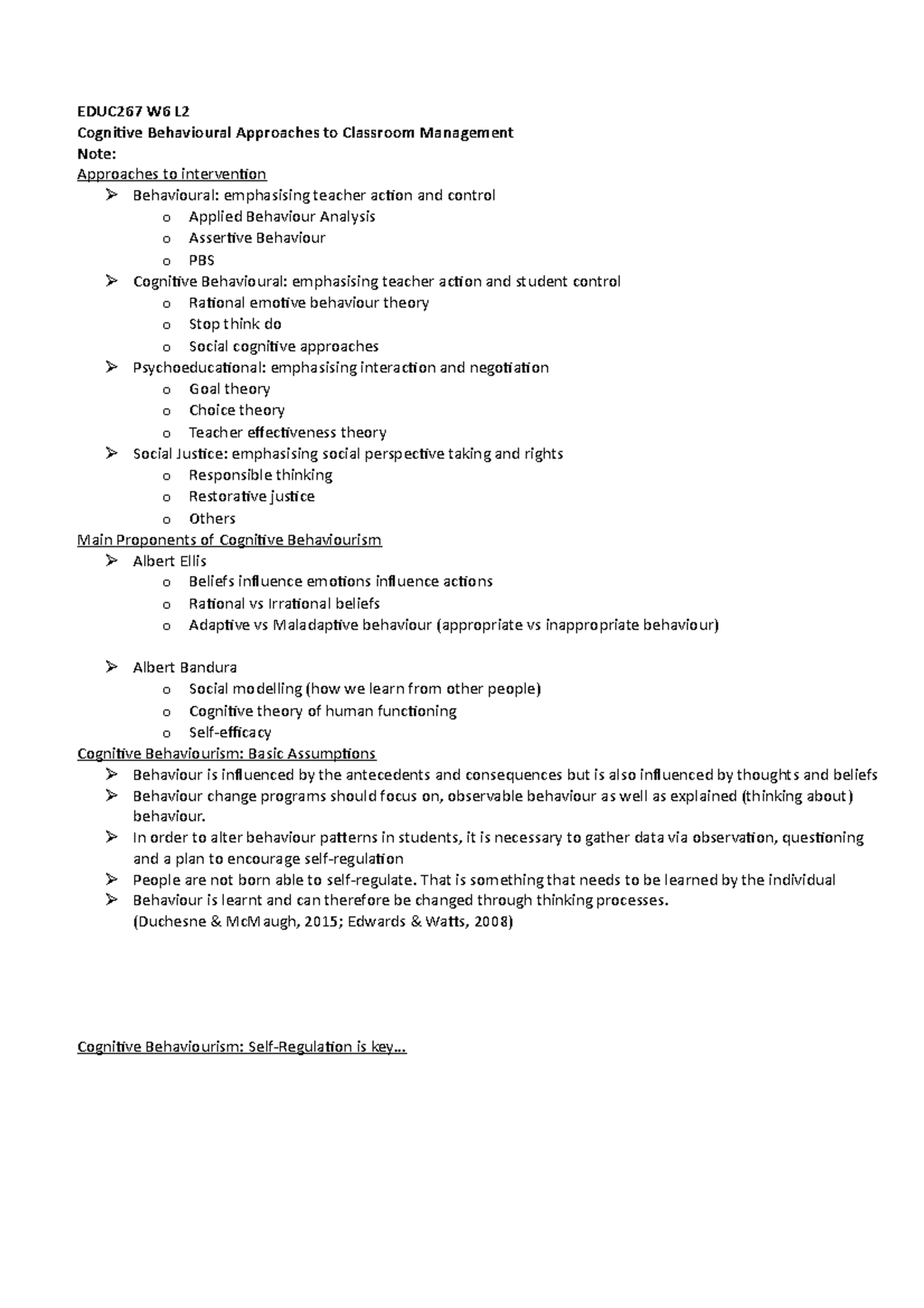EDUC267 W6 L2 - Detailed lecture notes - EDUC267 W6 L Cognitive ...