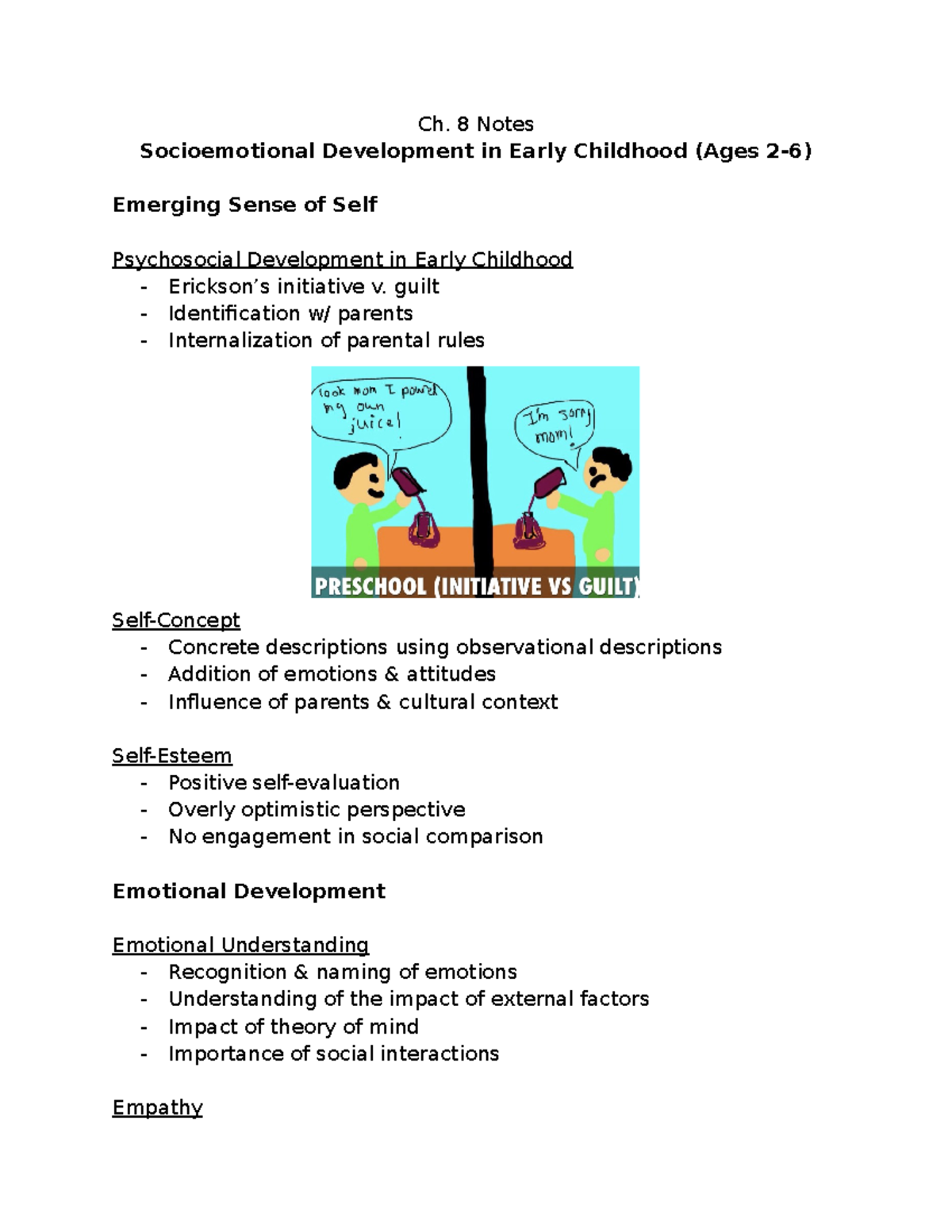 Ch. 8 - Socioemotional Development in EC - Ch. 8 Notes Socioemotional ...