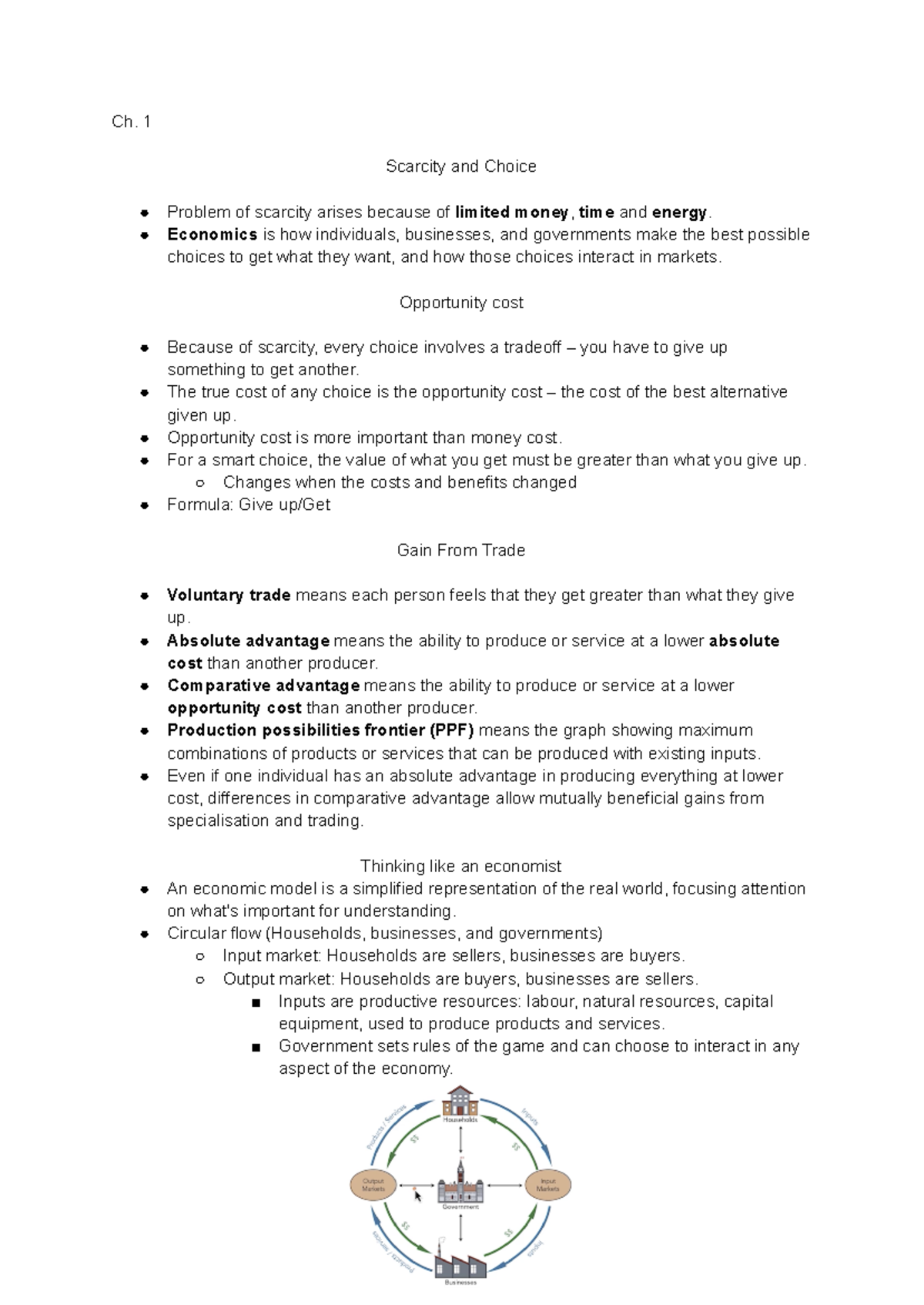 ECON1000 Midterm notes - Scarcity and Choice Problem of scarcity arises ...