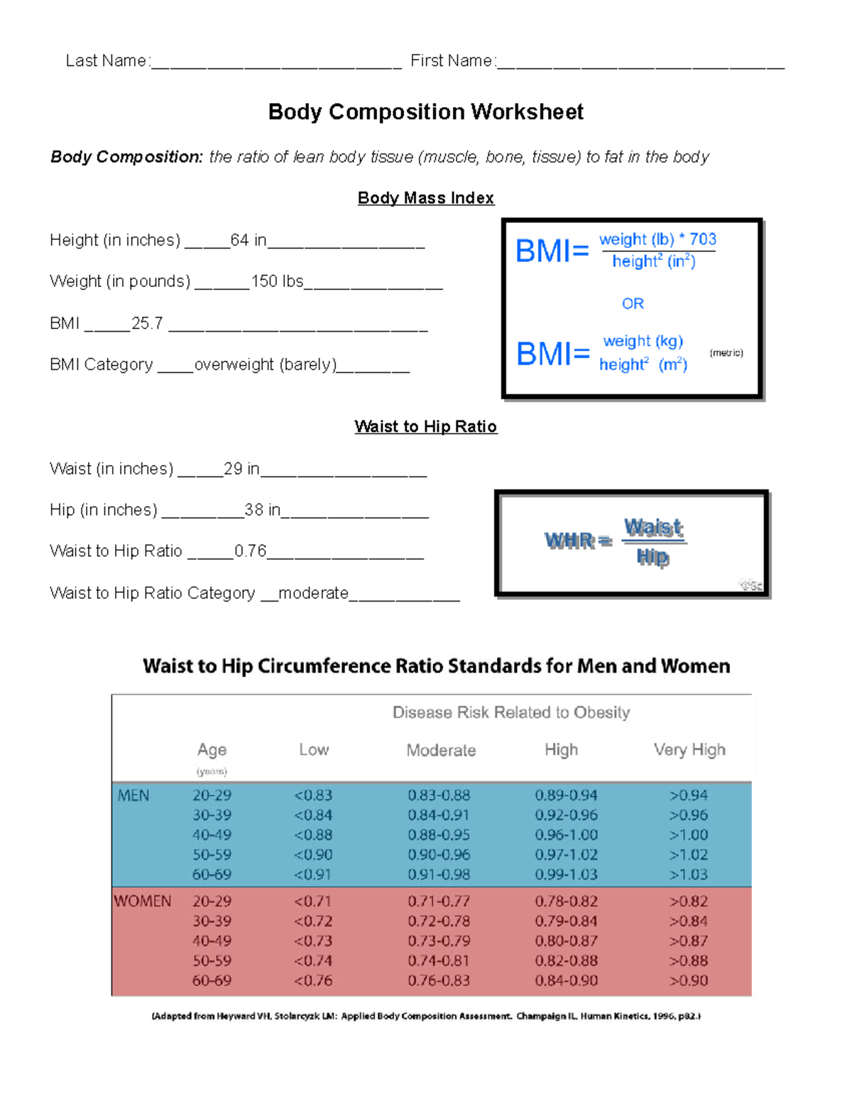 Petersen - body comp worksheet - Last Name ...