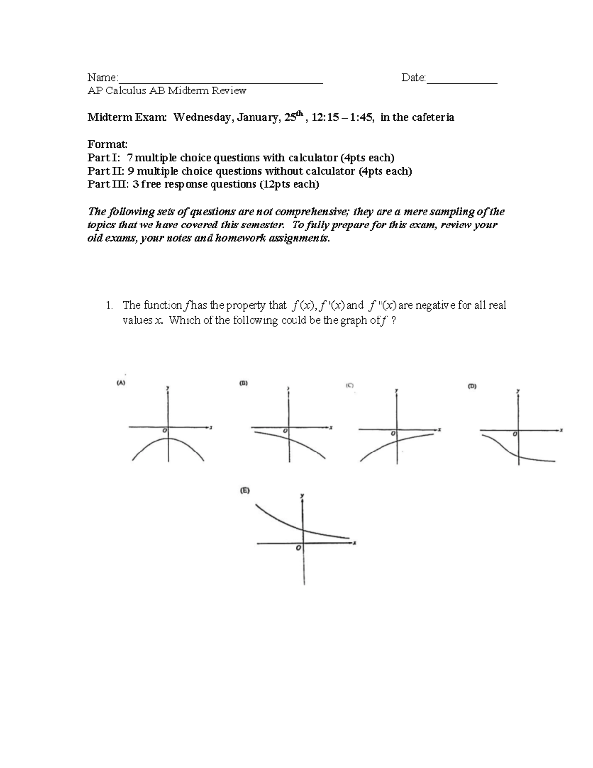 2023 midterm review packet - Name:___________________________________ Date:____________ AP ...