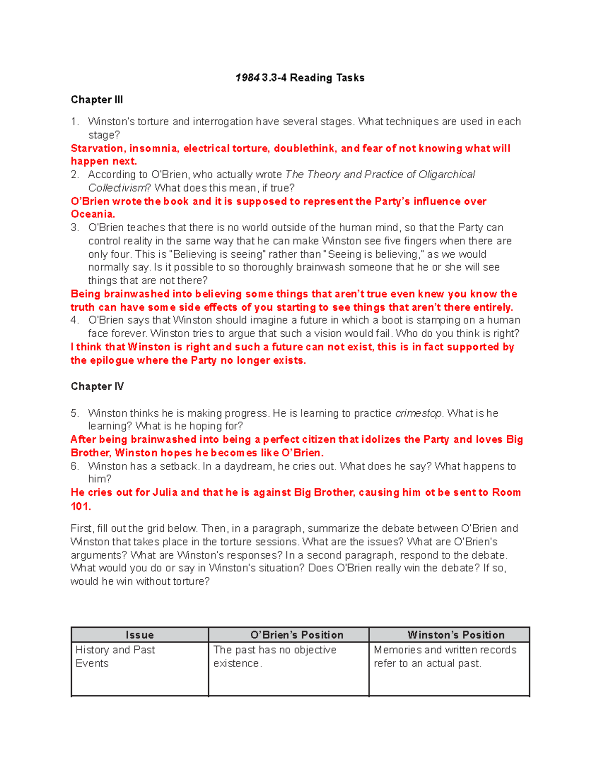 1984 3.3-4 reading tasks - 1984 3-4 Reading Tasks Chapter III Winston’s ...