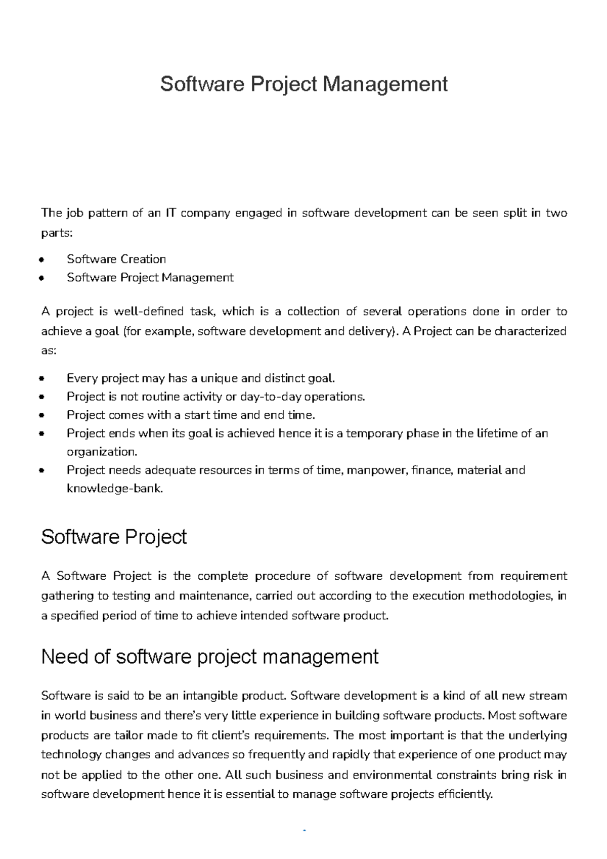 Unit 1 - Unit 1 Software Engineering - Software Project Management The ...