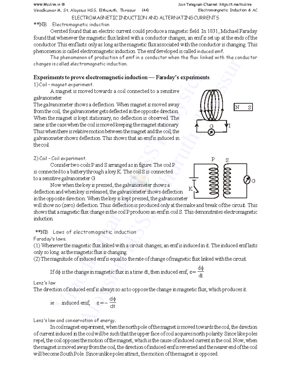 Electromagnetic Induction & Alternating currents - Computational ...