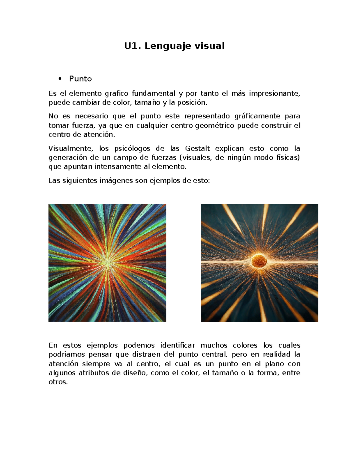 Actividad 1. El lenguaje visual - U1. Lenguaje visual Punto Es el ...