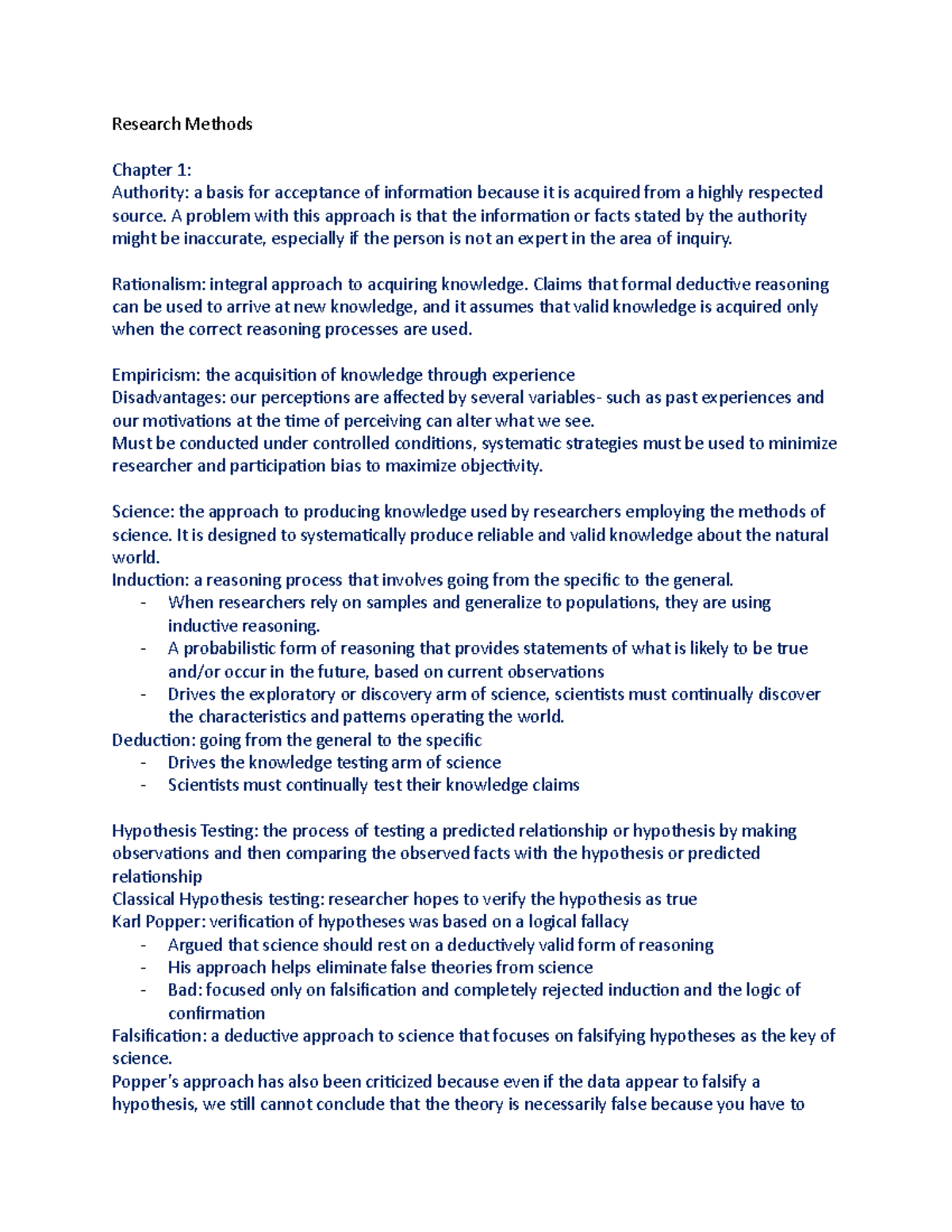 Research Methods - Research Methods Chapter 1: Authority: a basis for ...