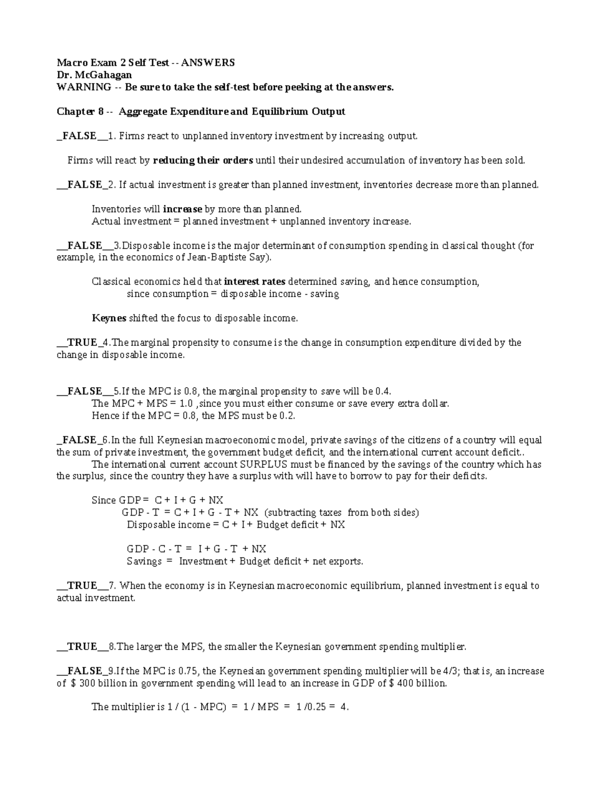 Macro Exam 2Self Test.Answers - Macro Exam 2 Self Test - ANSWERS Dr ...