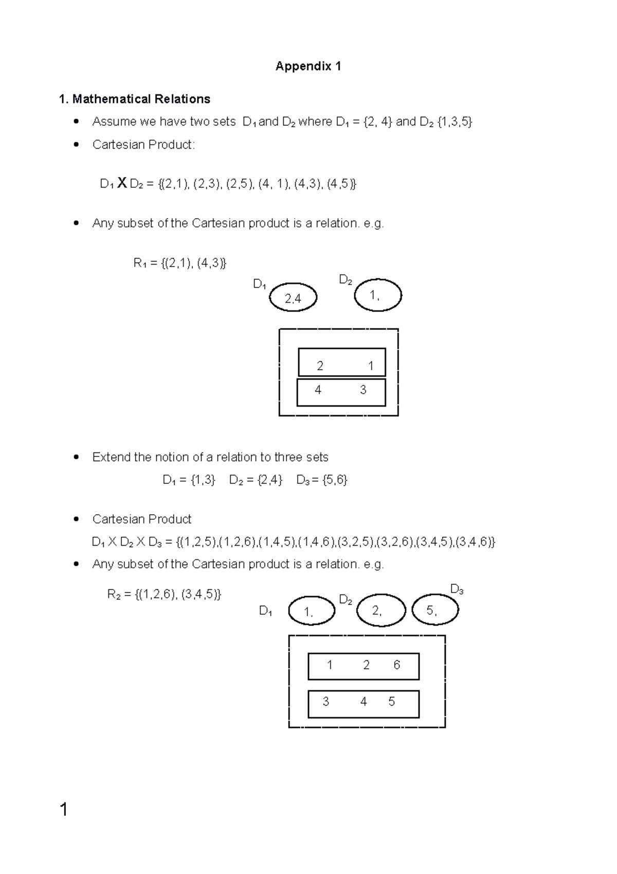 Mathematical Relations (Appendix 1) - Appendix 1 Mathematical Relations Assume we have two sets ...