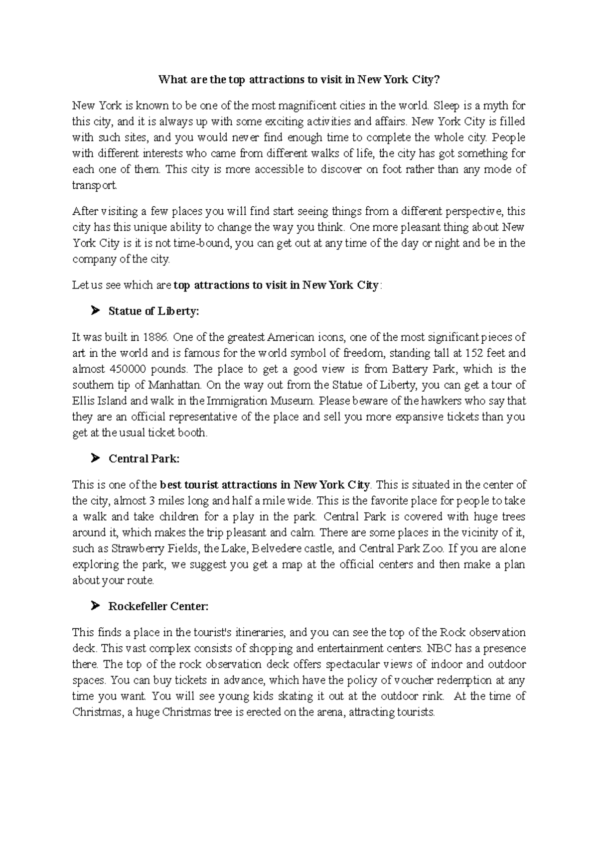 What are the top attractions to visit in New York City - Sleep is a ...