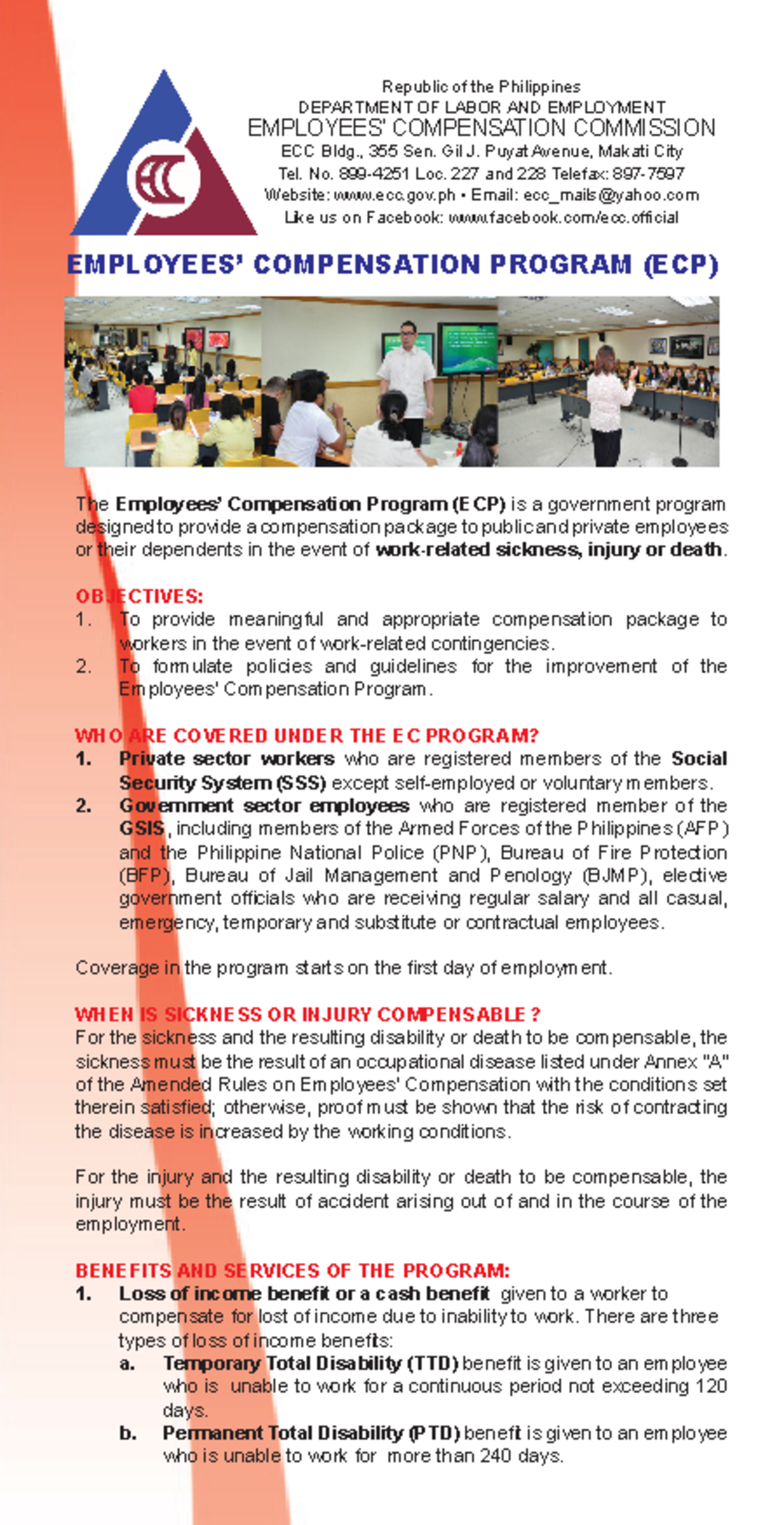 The ECP - For reference. - The Employees’ Compensation Program (ECP) is ...