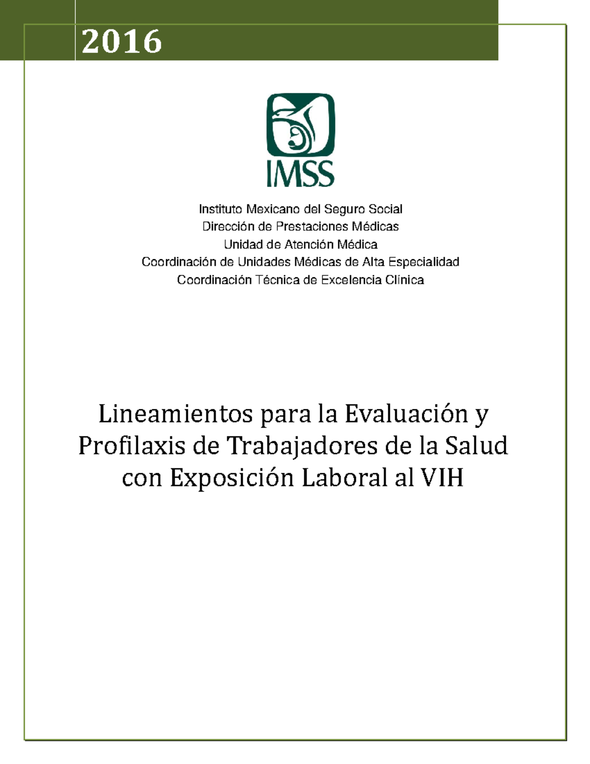 Lineamientos Exposición Laboral VIH - Instituto Mexicano del Seguro ...