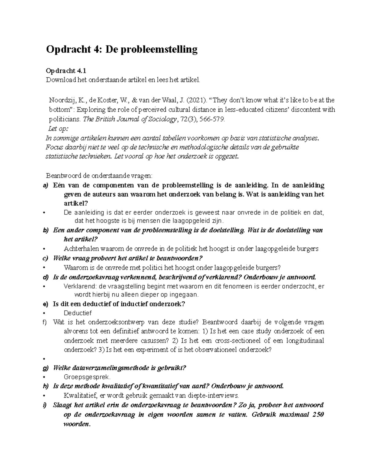 Opdracht 4- De probleemstelling - Opdracht 4: De probleemstelling ...