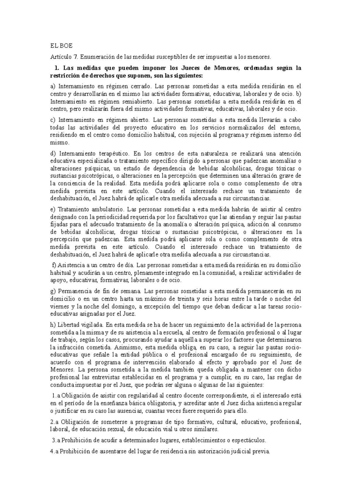 EL BOE1 - jhv - EL BOE Artículo 7. Enumeración de las medidas ...