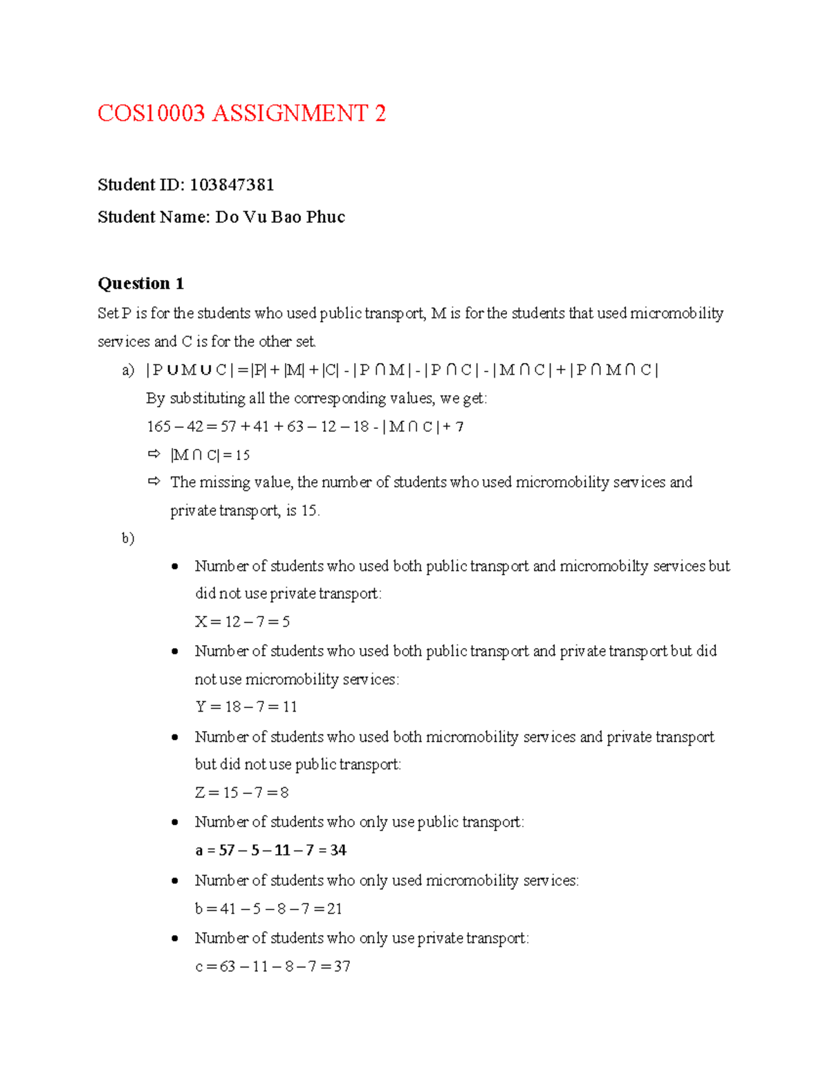 Do Vu Bao Phuc - 103847381 - Assignment 2 - COS10003 ASSIGNMENT 2 Student ID: 103847381 Student ...